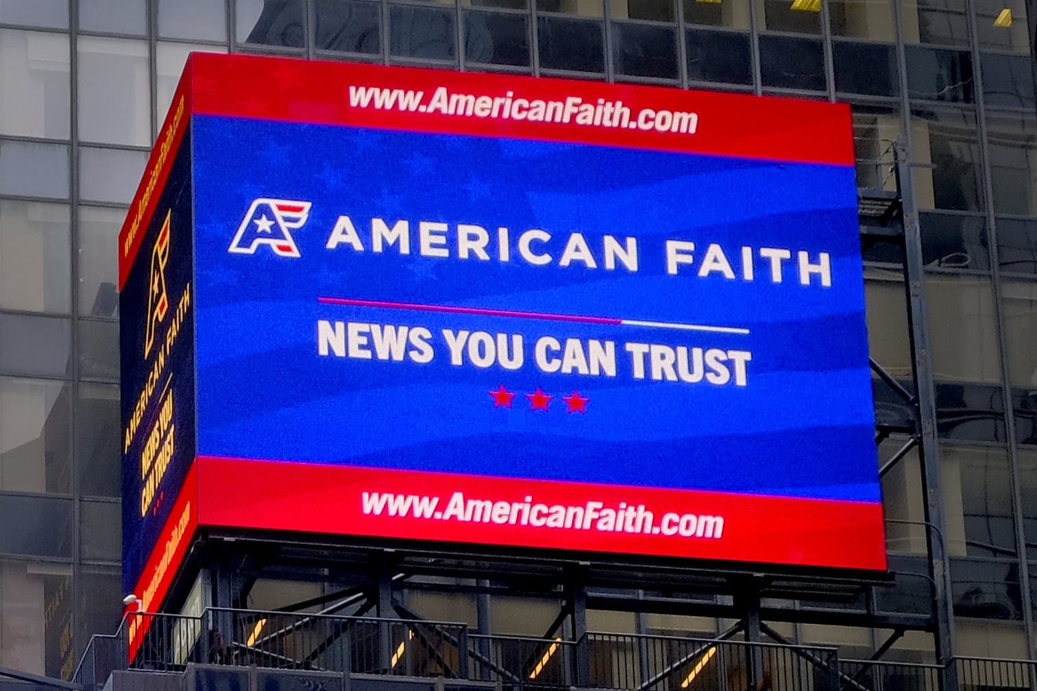 American Faith Scores Spot on NY Times Square Billboard: 1500 Broadway ...